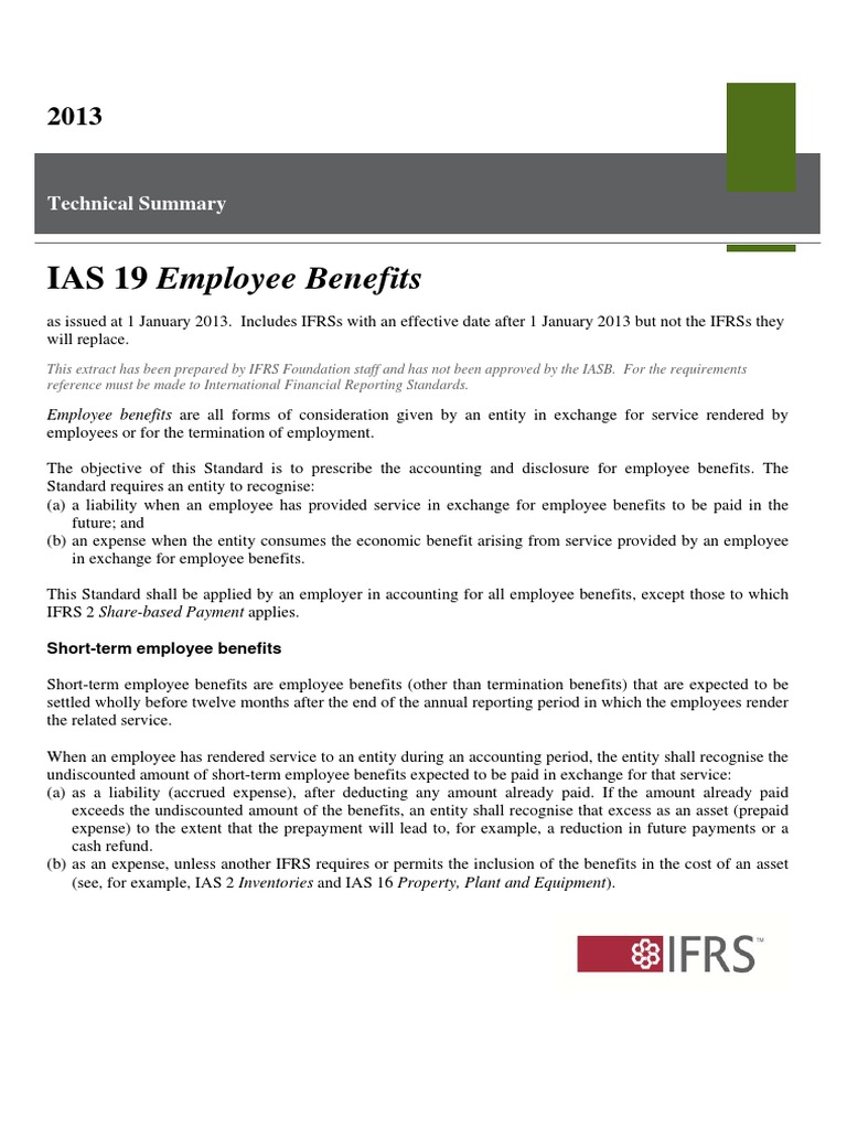 IAS 19 Employee Benefits: Technical Summary | PDF