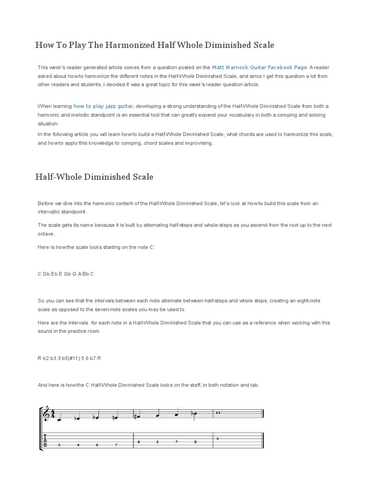 Harmonizing the Half-Whole Diminished Scale | PDF | Chord (Music ...