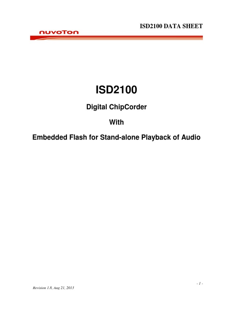 EN ISD2100 Datasheet Rev1-8 PDF | PDF | Flash Memory | Command Line Interface