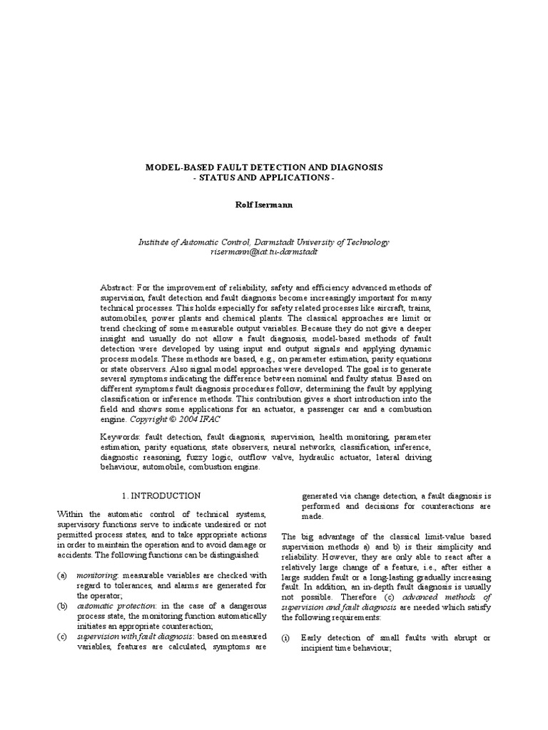 005 (Model-Based Fault Detection and Diagnosis) | PDF | Technology ...
