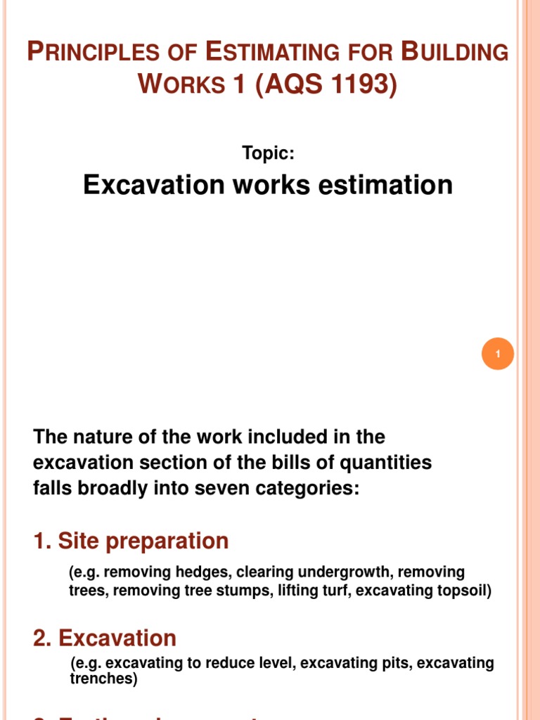 Estimating For Excavation Works | PDF | Excavation (Archaeology) | Deep ...
