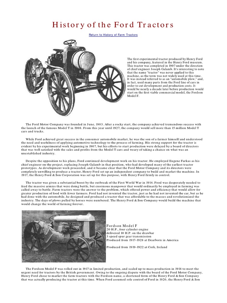 History of The Ford Tractors | PDF | Tractor | Vehicles
