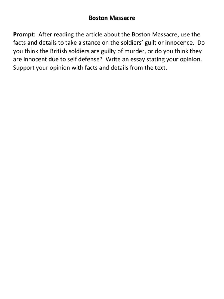 Boston Massacre Writing Prompt - Opinion | PDF | Witness | Human Rights ...