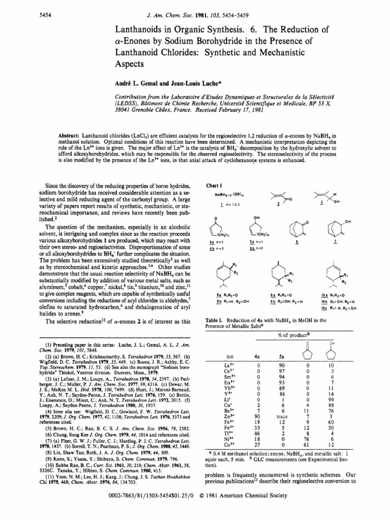 Mechansm of Luche Reduction | PDF | Catalysis | Alcohol