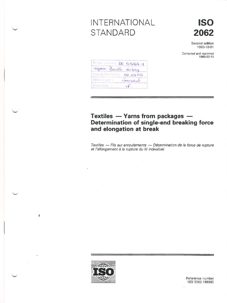 En Iso 2062 1993 | PDF | Yarn | Software Testing