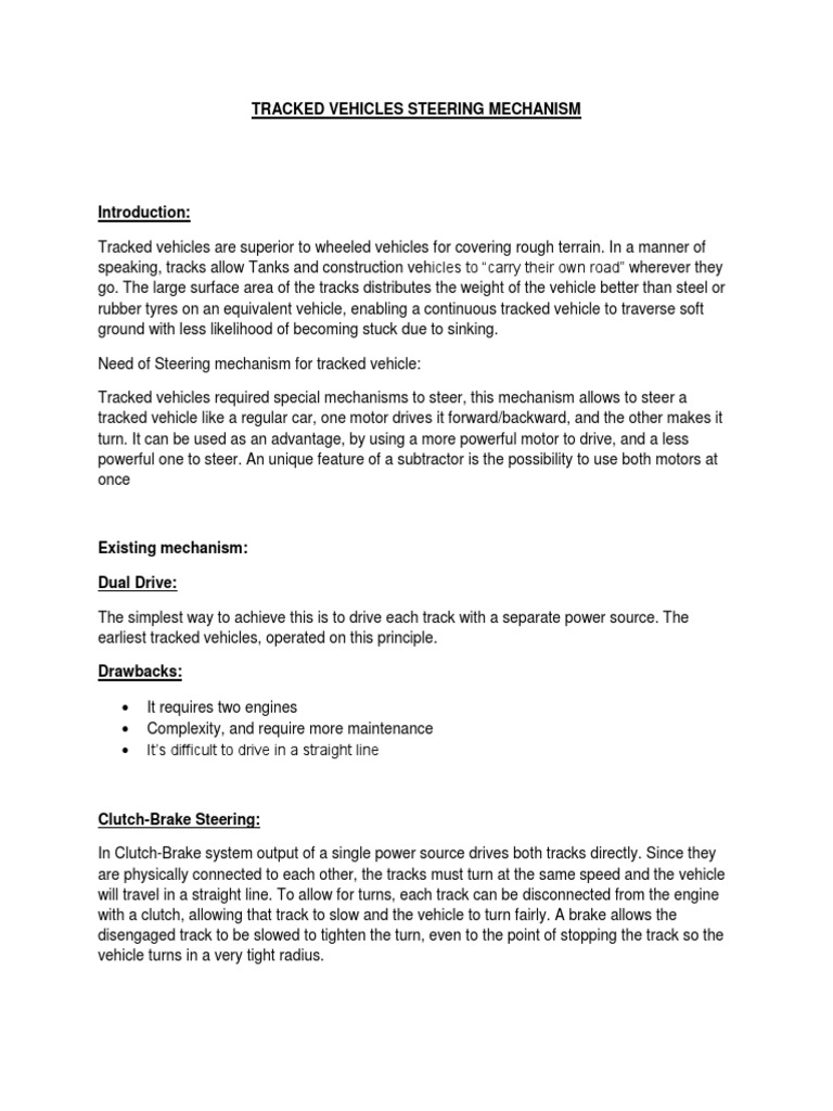 Tracked Vehicles Steering Mechanism | PDF | Vehicles | Steering