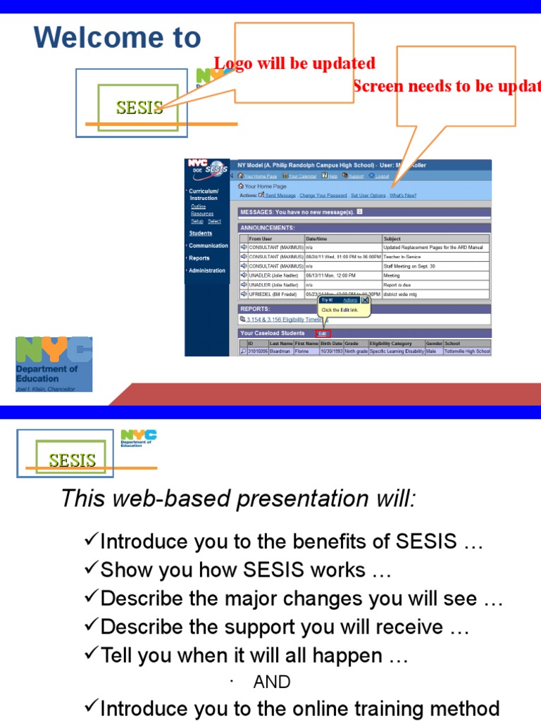 SESIS Overview Review10!03!09 | Special Education | Computing