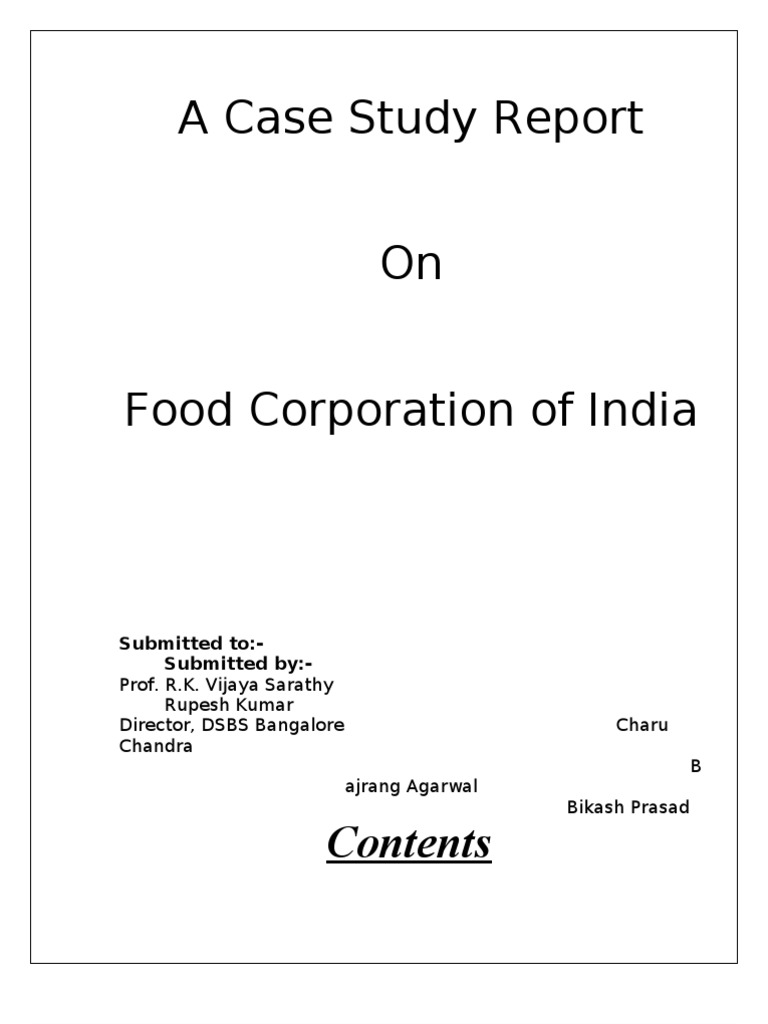 Case Study On Food Corporation of India | PDF | Food And Drink | Economies