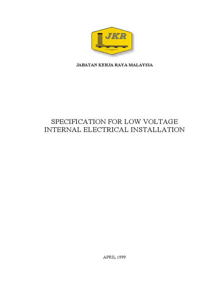 JKR Specification For Low Voltage | PDF | Relay | Electrical Wiring