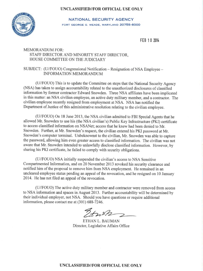 NSA Snowden Memo | PDF
