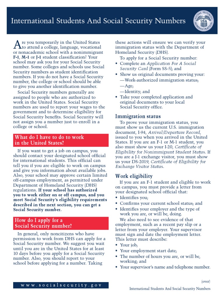Social Security Number For International Students | PDF | Social ...