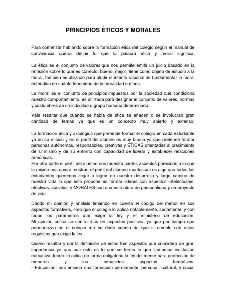 Principios Éticos y Morales | PDF | Bioética | Moralidad