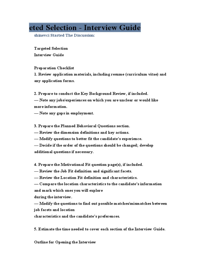 Targeted Selection | PDF | Competence (Human Resources) | Leadership