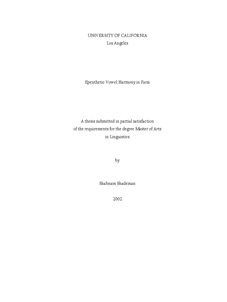Epenthetic Vowel Harmony in Farsi | PDF | Foreign Language Studies