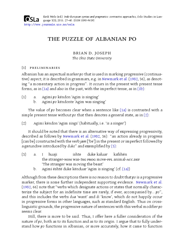 The Puzzle of Albanian Po | PDF