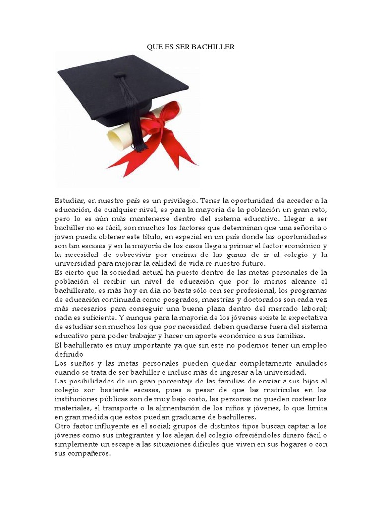 Que Es Ser Bachiller | Educación Secundaria | Escuelas
