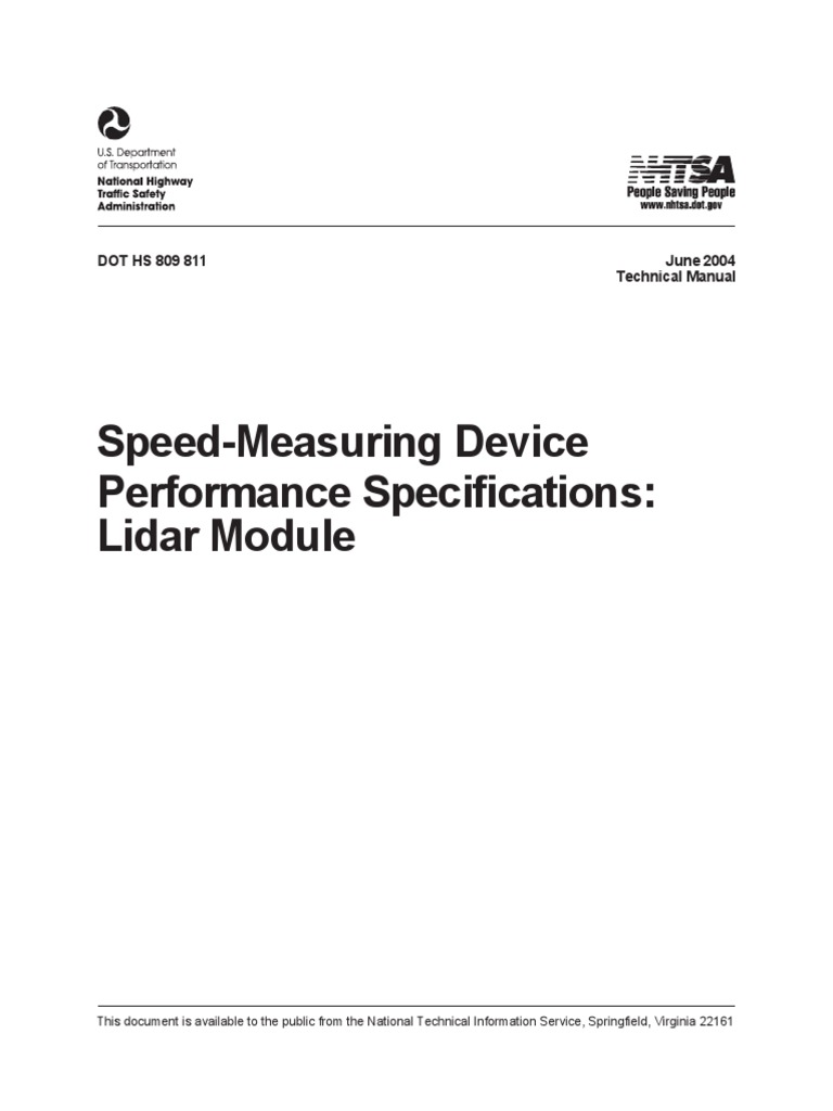 NHTSA SpeedMeasuringDevicePerform | PDF | Lidar | Radio