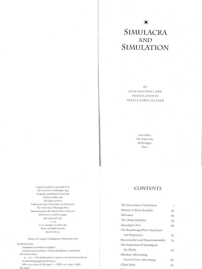 Baudrillard-Simulacra and Simulation | PDF