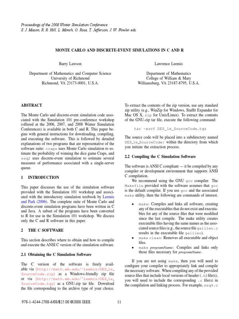 Proceedings of The 2008 Winter Simulation Conference S. J. Mason, R. R ...