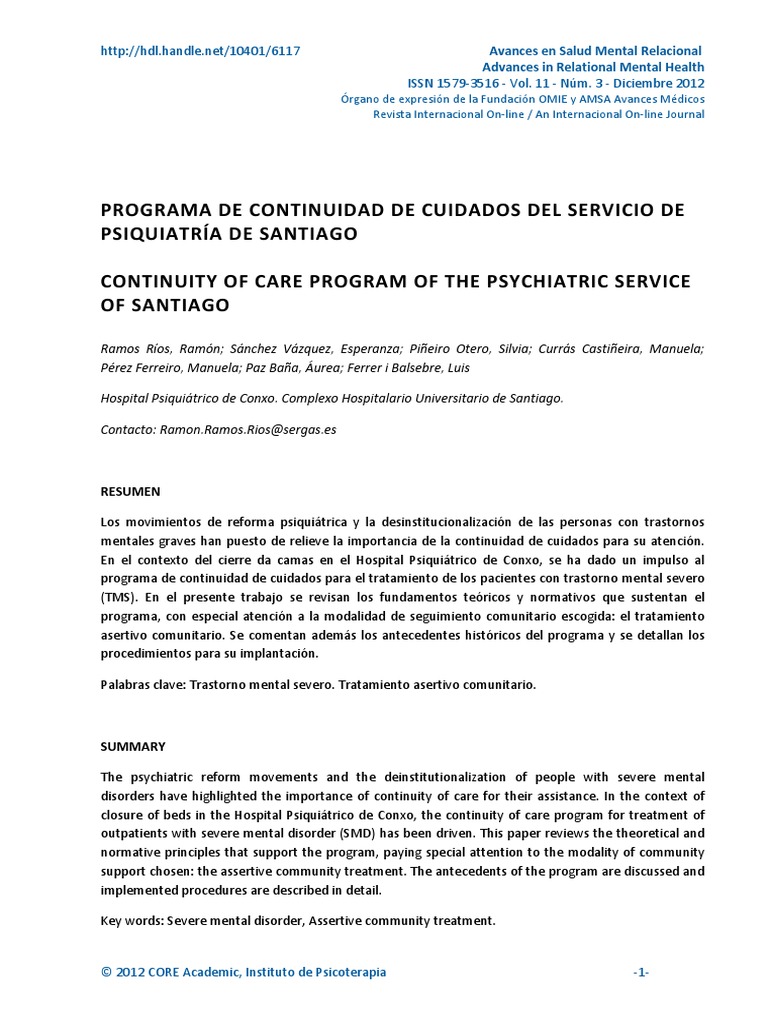 ASMR Programa de Continuidad de Cuidados | PDF | Hospital | Enfermería