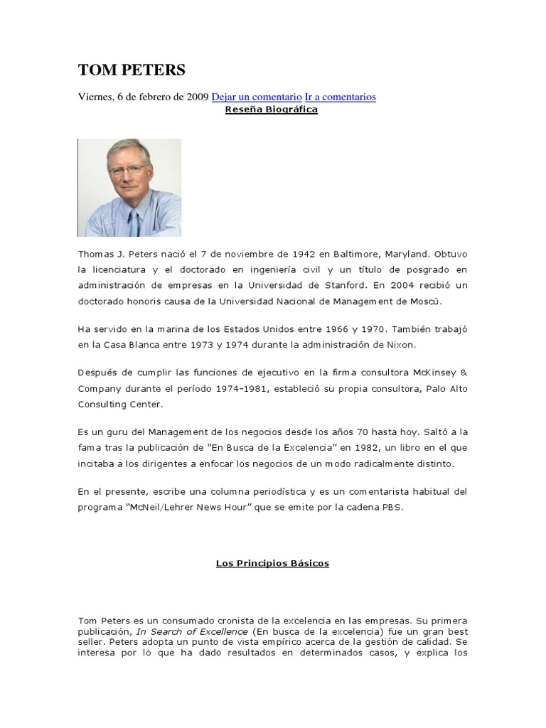 Thomas J. Peters: Claves de la Excelencia | PDF | Business | Science