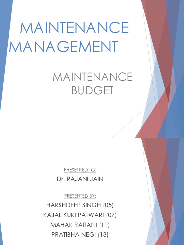 Maintenance Management | PDF | Labour Economics | Budget