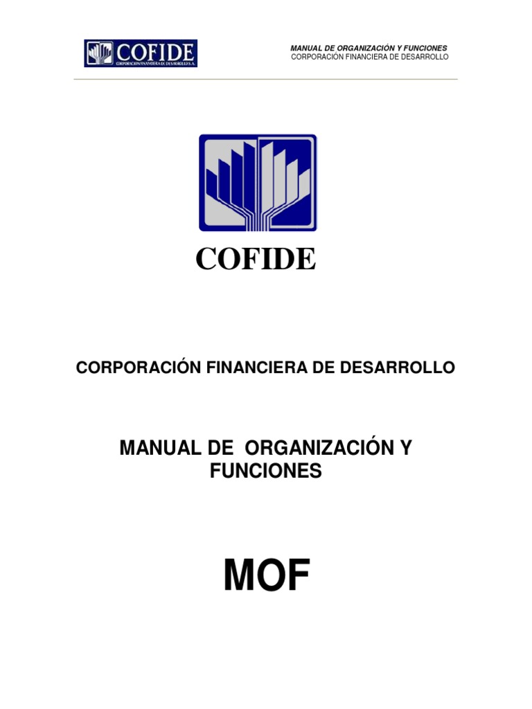 Manual de Funciones COFIDE | PDF | Finanzas y dinero