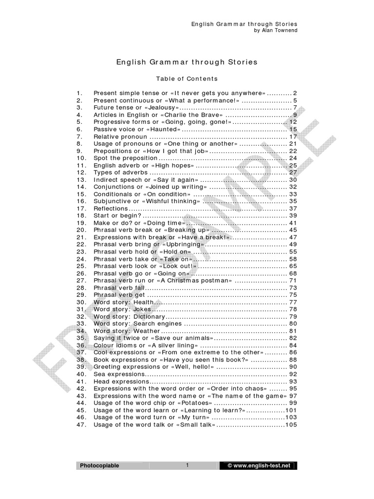 English Grammar Through Stories 0 | PDF