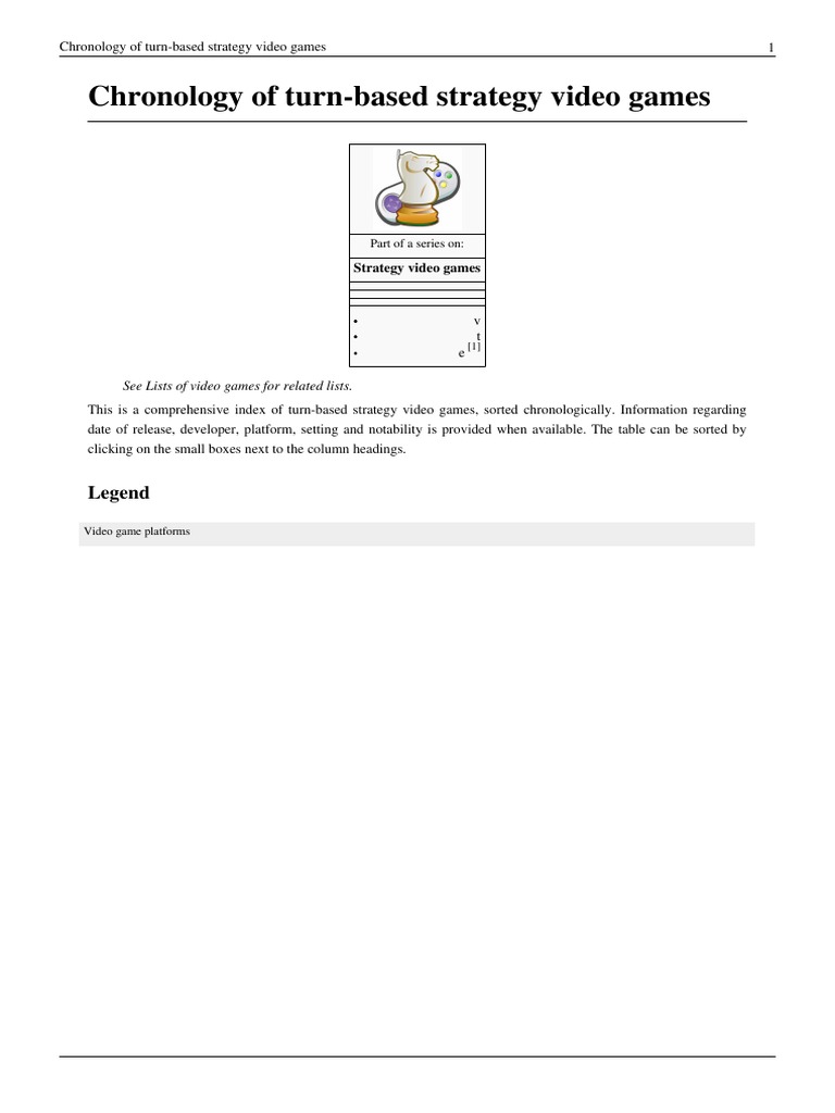 Chronology of Turn Based Strategy Video Games | PDF | Electronic Games ...