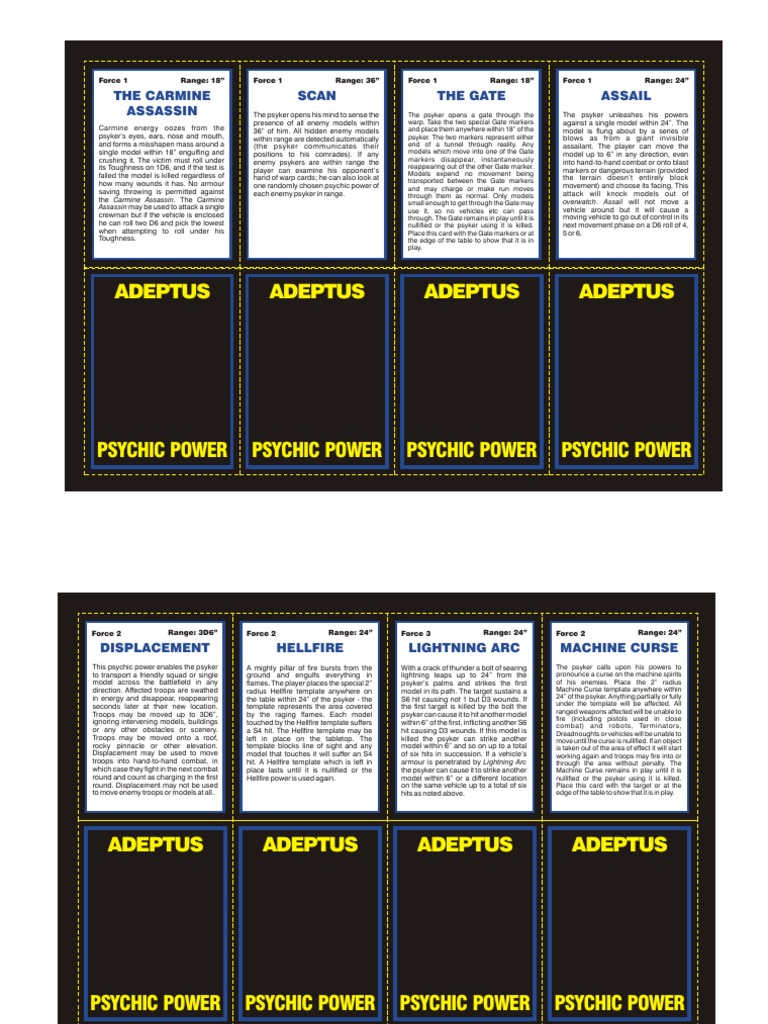 Psychic Power Cards | PDF | Shield | Dice