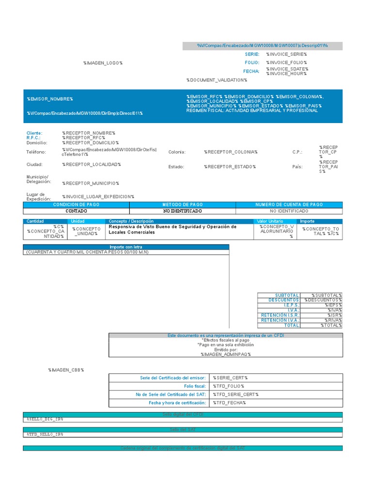 Plantilla Factura Cfdi 1 | PDF