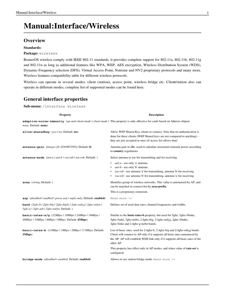 Manual: Interface/Wireless Overview | PDF | Wireless Access Point ...