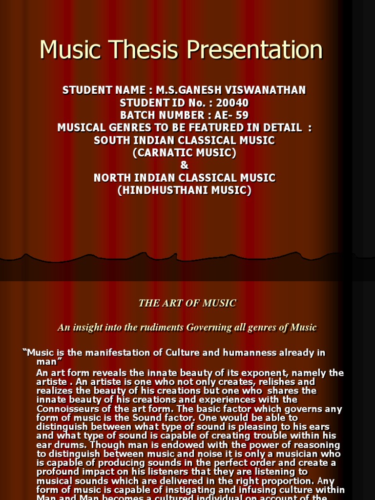 Music Thesis Presentation | PDF | Classical And Art Music Traditions ...