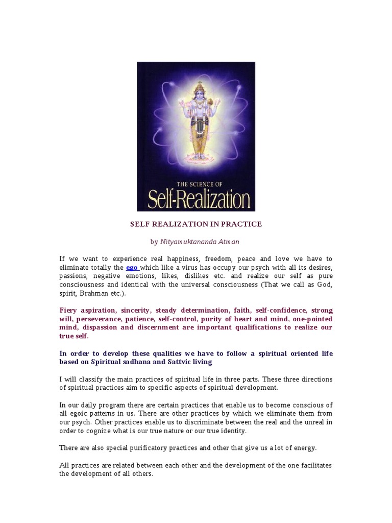 Self-Realization Practices for Liberation | PDF | Self Realization ...