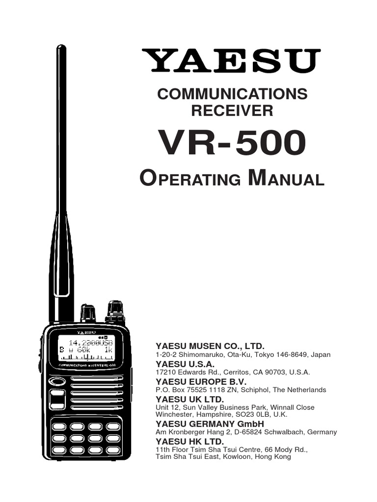Yaesu VR-500 Operating Manual | Direct Current | Very High Frequency