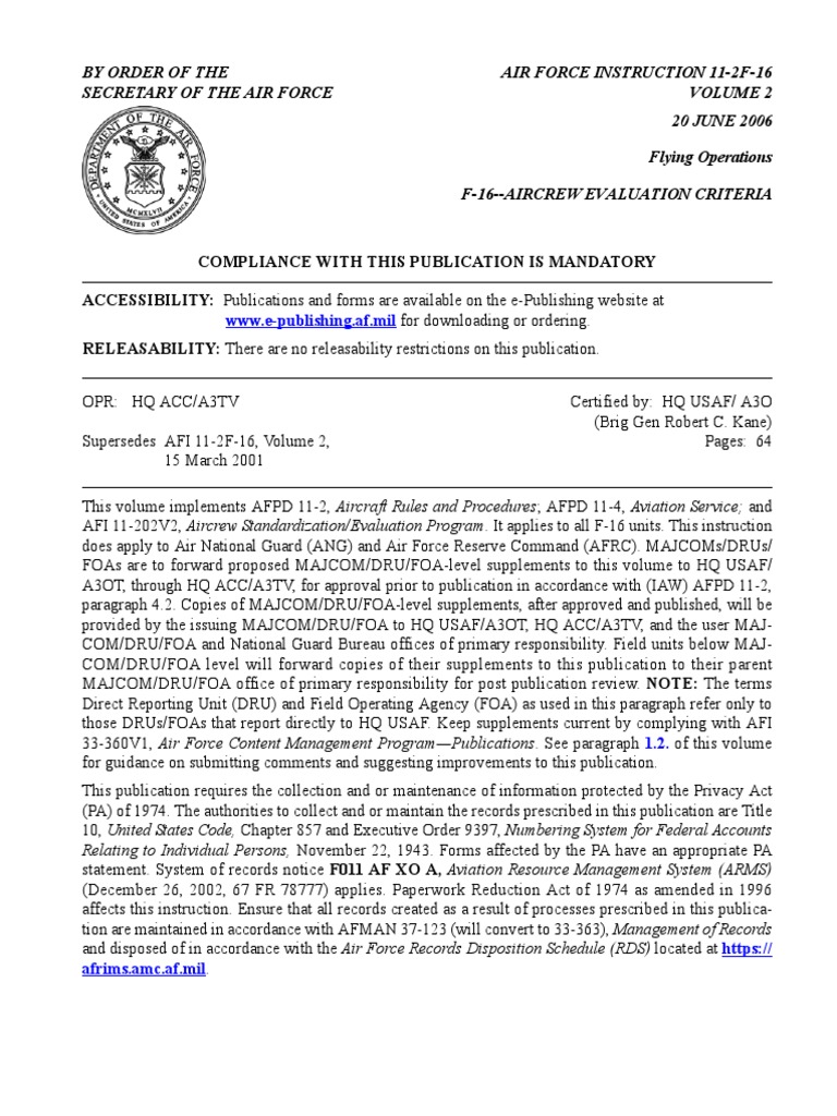 Afi11 2f 16v2 | PDF | United States Air Force | Military
