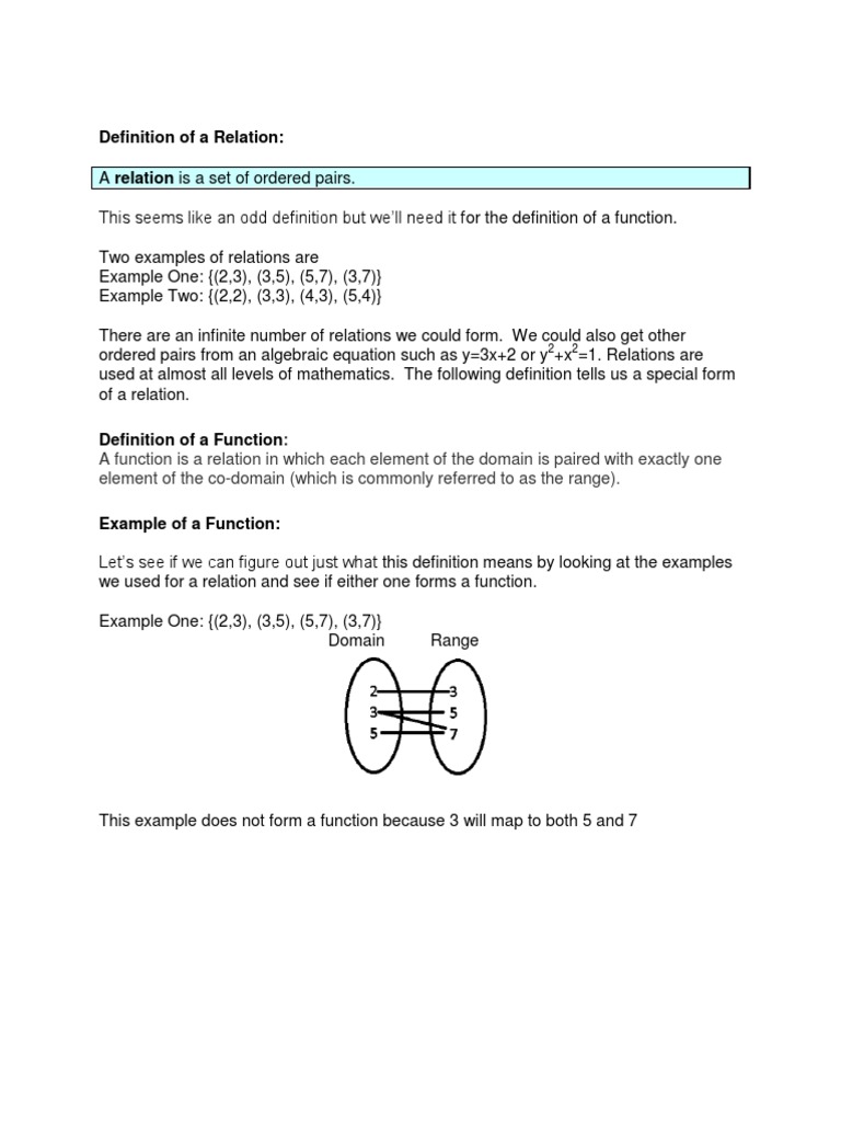 Definition of Function | PDF | Function (Mathematics) | Discrete ...