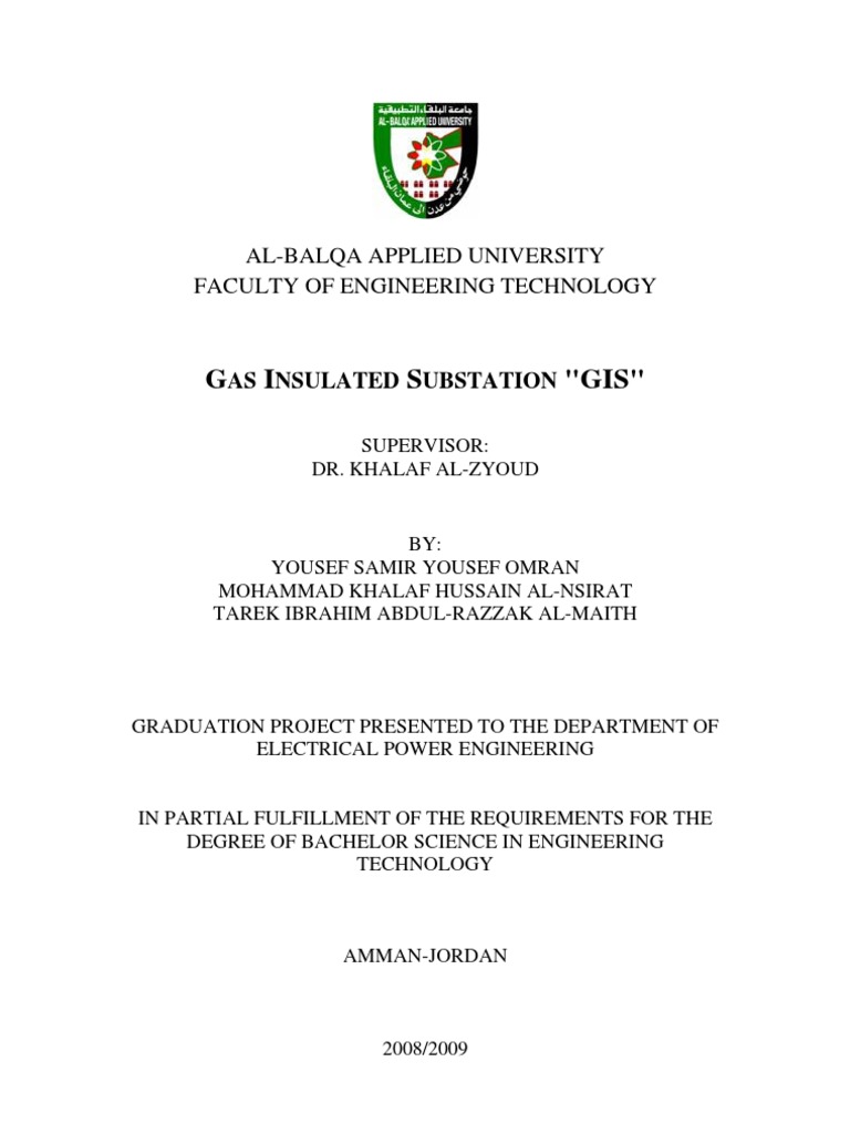 Al-balqa Applied University Faculty of Engineering Technology | Electrical Substation ...