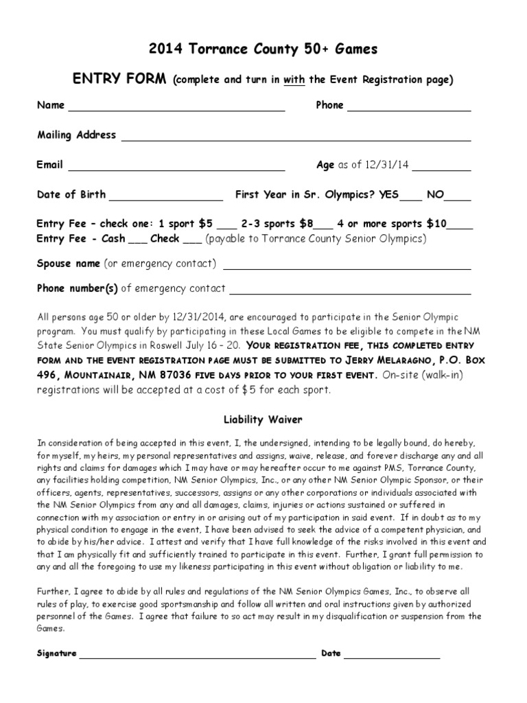 50+ Games Entry Form | PDF | Olympic Games | Justice