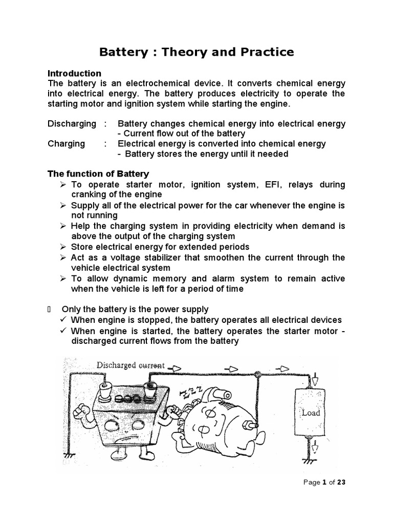 Battery: Theory and Practice | PDF | Battery (Electricity) | Battery ...