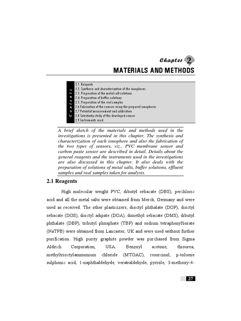 Materials and Methods: 2.1 Reagents | PDF | Titration | Chemistry