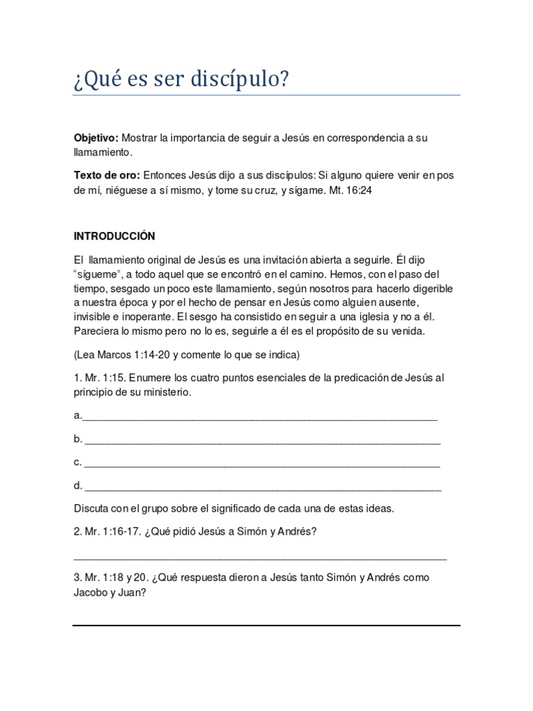 Lo que significa ser un verdadero discípulo de Jesucristo | PDF ...