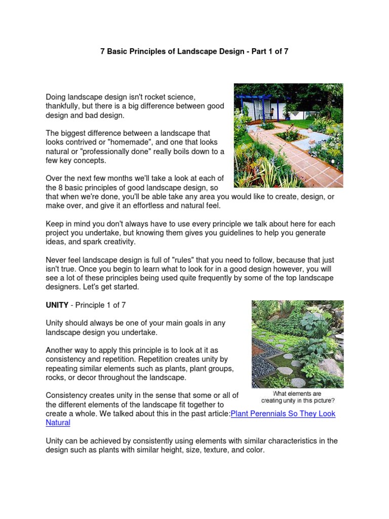 8 Basic Principles of Landscape Design | PDF | Symmetry | Gardens