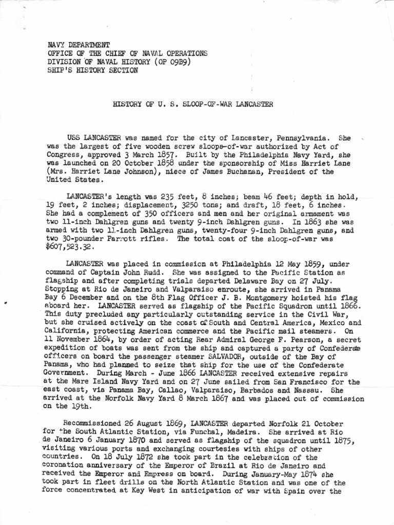 History of The USS Lancaster | PDF | Water Transport | Navies