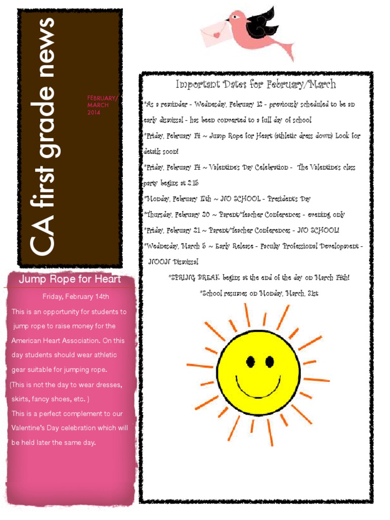First Grade February News | PDF | Reading (Process) | Reading Comprehension