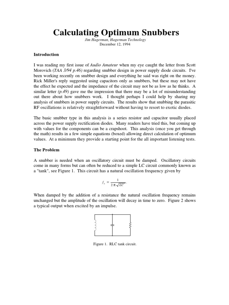 Calculating Optimum Snubbers | PDF | Inductance | Capacitor