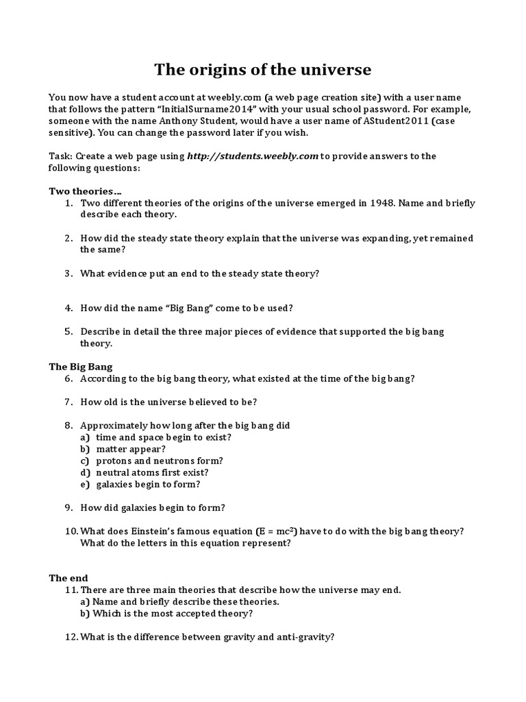 Theories of Universe Origins Explained | PDF | Language Arts ...