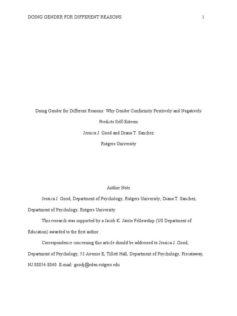 Gender Conformity and Self-Esteem | PDF | Gender Role | Conformity