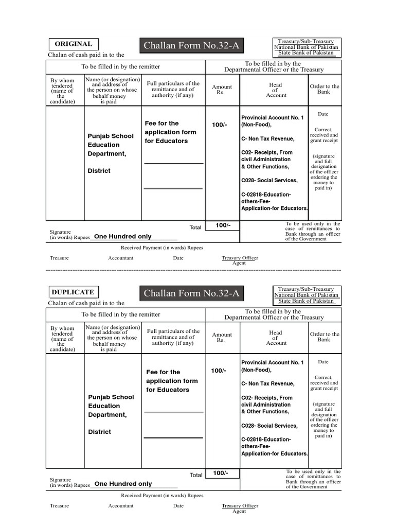 Challan Form 32A For Educators | PDF | Rupee | Money