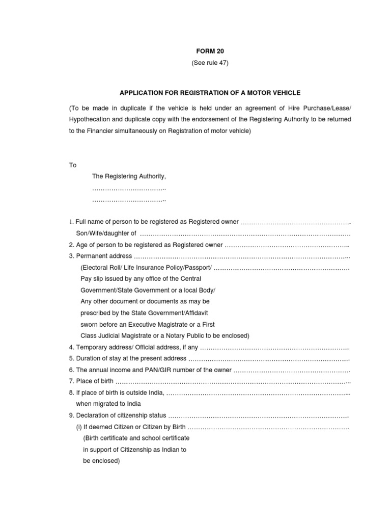 Form 20 | PDF | Semi Trailer Truck | Transport